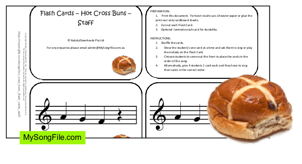 Hot Cross Buns (Flash Cards Staff) | My Song File