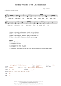 Johnny Works With One Hammer Colour Beat Sheet | My Song File