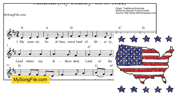 America (My Country 'Tis Of Thee) | My Song File