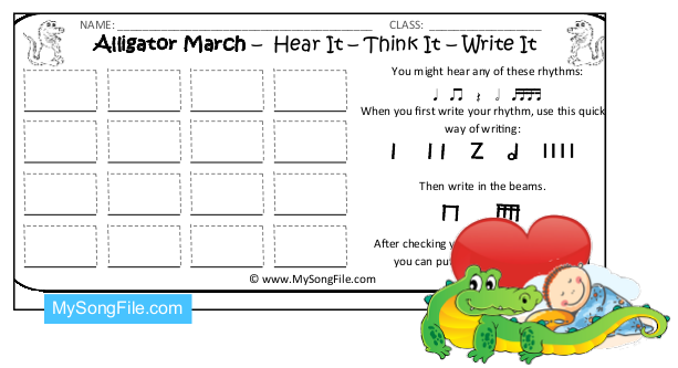 Alligator March and More - tika-tika Rhythmic Dictation | My Song File