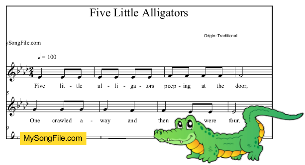 Five Little Alligators | My Song File