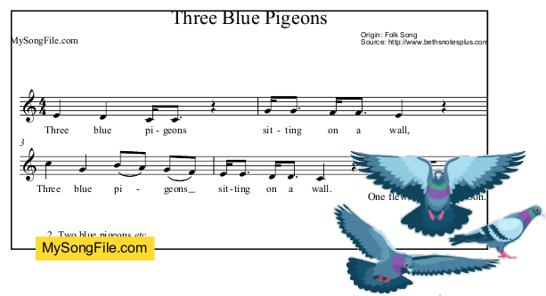 Three Blue Pigeons | My Song File