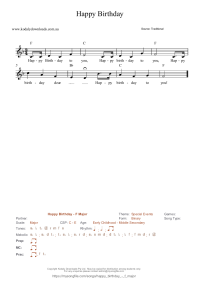 Happy Birthday - F Major | My Song File