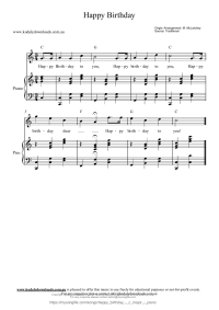Happy Birthday - C Major - Piano | My Song File