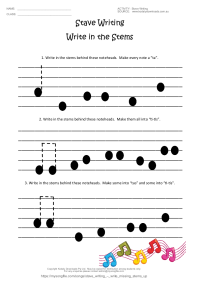 Staff Writing (Notes And Stems Treble Clef) | My Song File