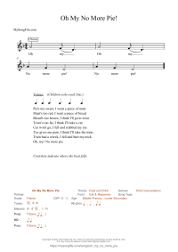 Oh My No More Pie | My Song File